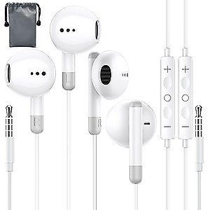 2 Pack Earbuds Wired in Ear Wired Headphones,Earphones with Microphone for 3.5mm Jack Ear Buds Noise Isolation & Volume Control Compatible with iPhone/iPad/Computer/MP3/4 and Other 3.5mm Jack Devices
