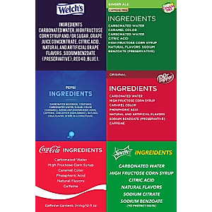 Soda Variety Pack of 18 Assortment of 6 Flavor Variety Soft Drink Cola, Pepsi, Dr. Pepper, Canada Dry, Sprite, Welch, 12 FLoz. cans (18 Pack)