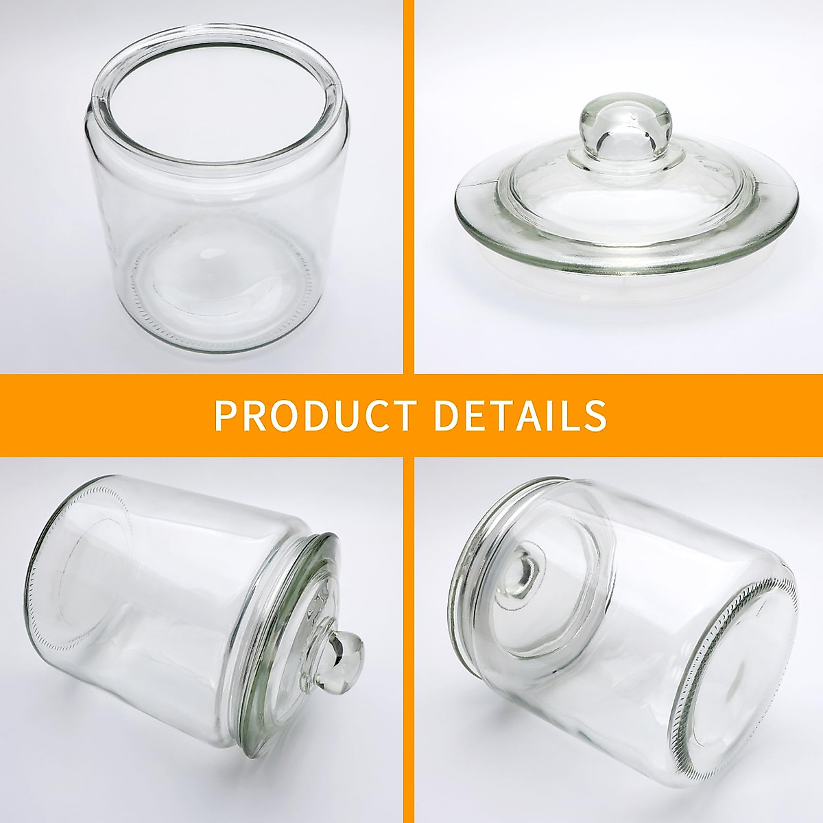 Encheng 1 Gallon Glass Jars with Lids and Scoops,Clear Glass Storage Containers with Labels for Laundry Room Organization,Large Glass Canisters Set for Kitchen Pantry,Laundry Supplies,Bathroom,2 Pack