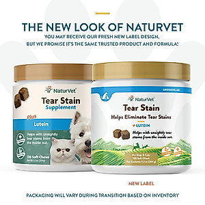NaturVet Lutein Tear Stain Supplements for Dogs & Cats – Prevents Tear Stains for Dog, Cat Breeds – Includes Oregon Grape Root, Marshmallow Root, Cranberry Extract – 120 Ct.