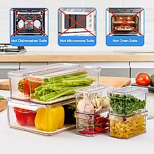 JollyPack 14 Pack Fridge Organizers, Refrigerator Organizer Bins with Lids, BPA Free Stackable Fruit Storage Containers for Fridge, Vegetables, Food and Drinks