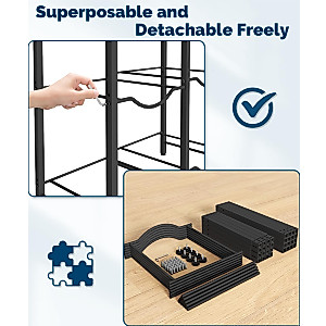 mocomax 5 Gallon Water Jug Rack, Detachable Water Bottle Holder for 8 Bottles, 4 Tier Heavy Duty Water Cooler Jug Rack, Water Bottle Organizer Storage Rack for Kitchen, Office, Living Room, Black