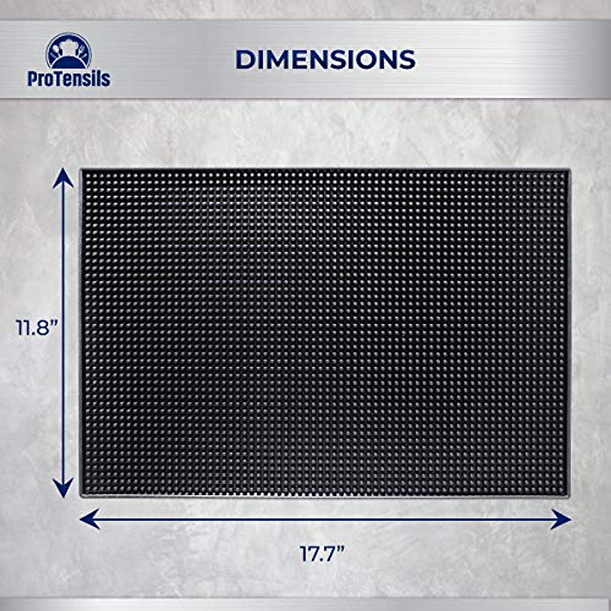 Rubber Bar Mat by ProTensils, 18" x 12", Black Bar Mats, Bar Service Mat, Black Coffee Bar Mat, Spill Mat for Counter-Top (2 Pieces)