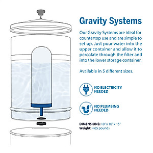 ProOne Big II Gravity Water Filter, 2.5-Gallon Water Filtration System with 5-Inch Filter and BPA-Free Spigot, Independently Tested Proven to Reduce PFAS