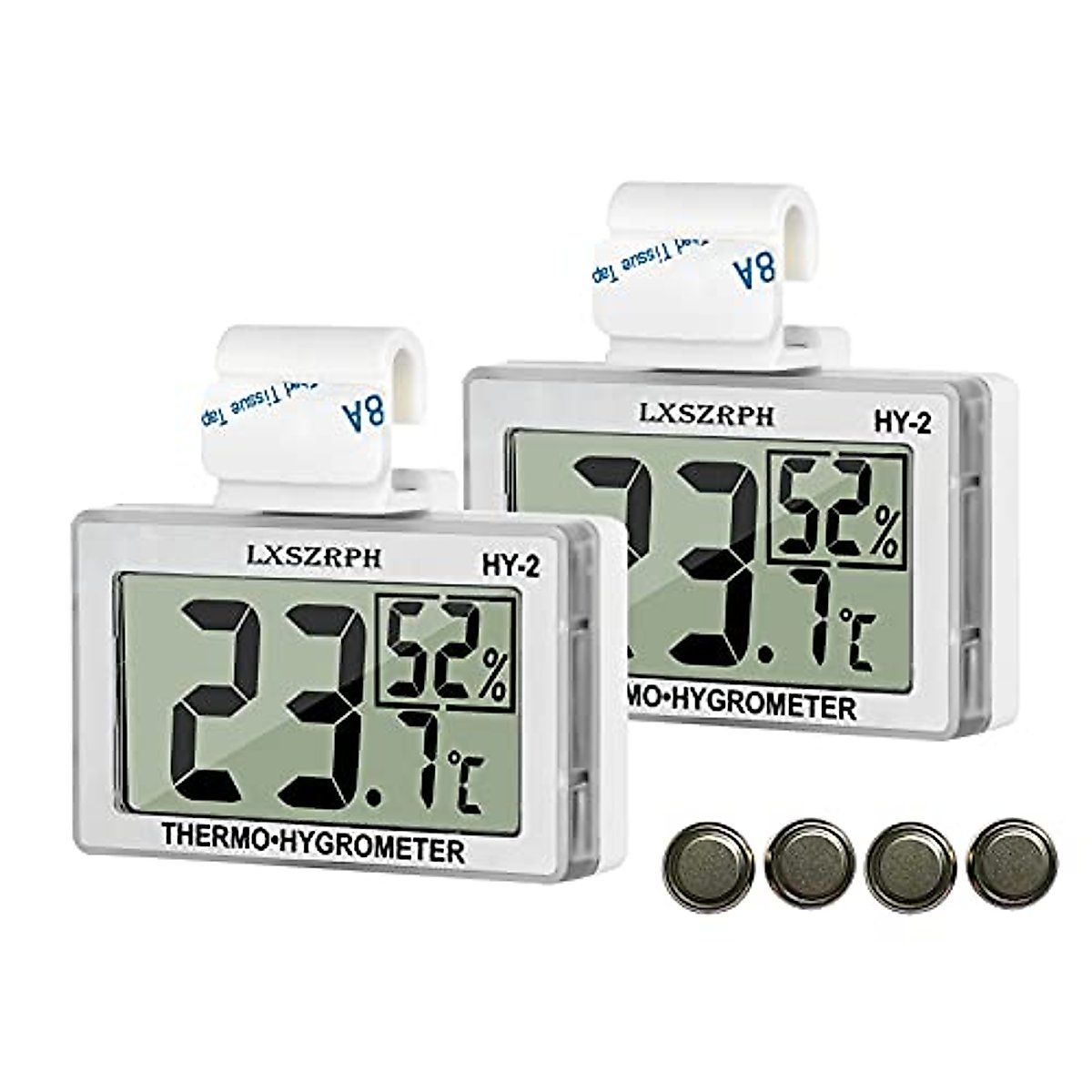 GXSTWU Reptile Hygrometer Thermometer LCD Display Digital Reptile Tank Hygrometer Thermometer with Hook Temperature Humidity Meter Gauge for Reptile Tanks, Terrariums, Vivarium (2 Packs)