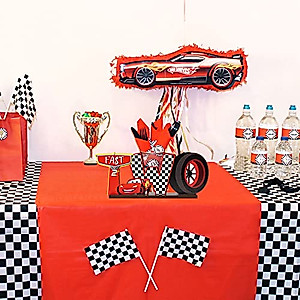 AccontOche Race Car Two Letter Sign Table Centerpieces Two Fast Theme Table Wooden Decoration Let’s Go Racing Party Supplies Favors for 2nd Birthday Boys Kids Teens Baby Shower Photo Booth Props