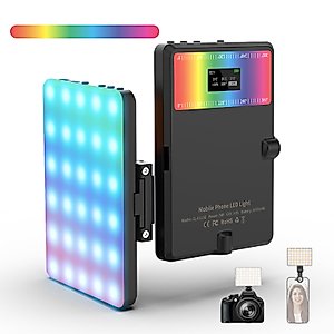 Macvor RGB Video Lights, Portable 360° Full Color Fill Light for iPhone, Laptop, Camera - 2000mAh Battery, 24 Effects, CRI 95+, 2500-9000K - Ideal for Video Recording, Zoom Meetings, Vlogs, TikTok