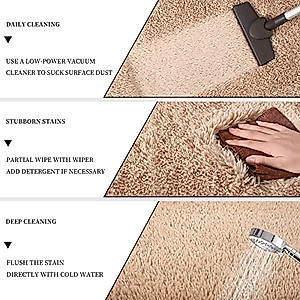 Balacho Modern Soft Shaggy Rugs Fluffy Bedroom Carpet 4x6 Feet Beige, Indoor Shag Fuzzy Area Rug for Living Room Nursery Girls Dorm Apartment Plush Decor, Kids Anti-Skid Play Floor Mat