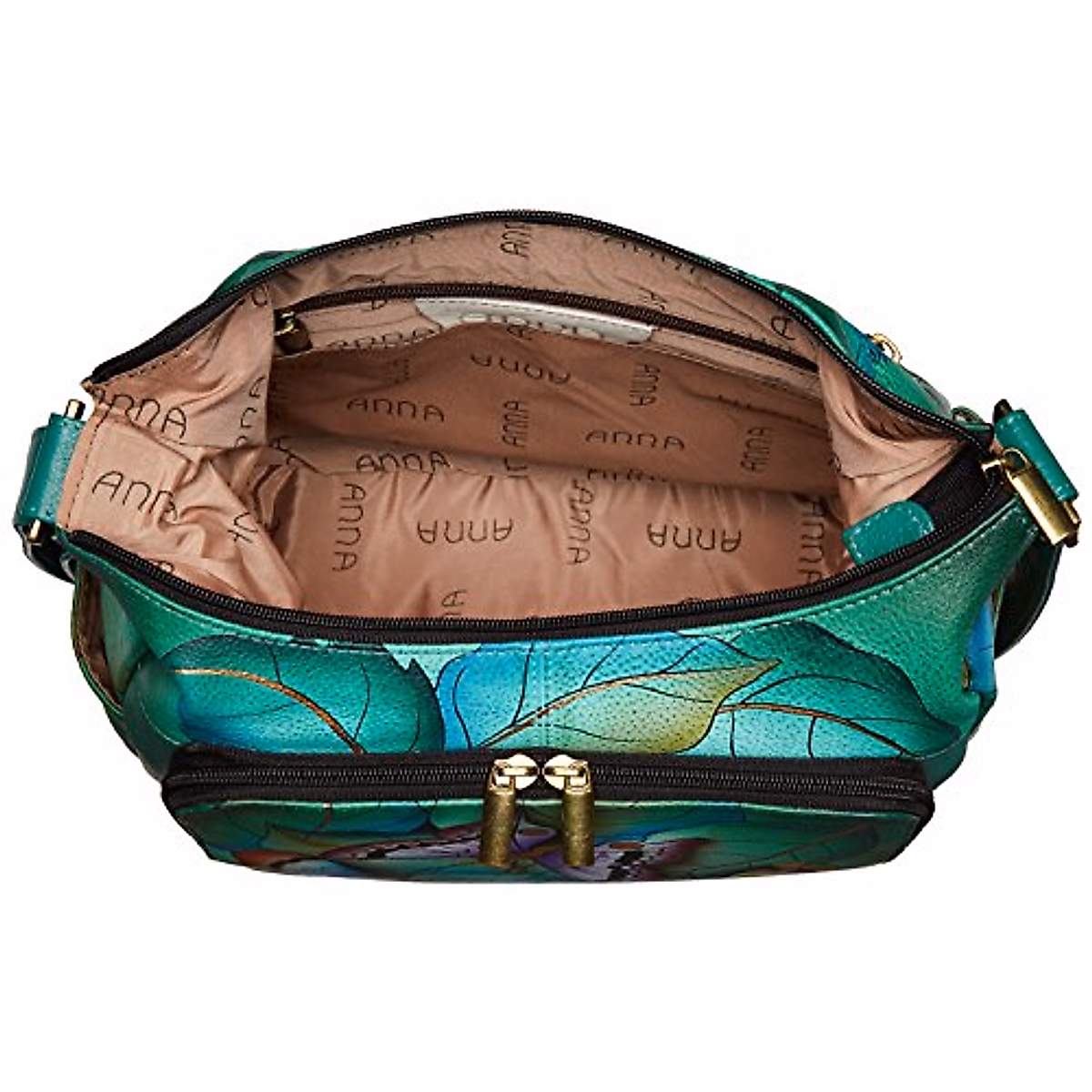 Anna by Anuschka Women's Genuine Leather Large Hobo Handbag | Zip-Top Multi-Compartment Tall Organizer | Summer Wings