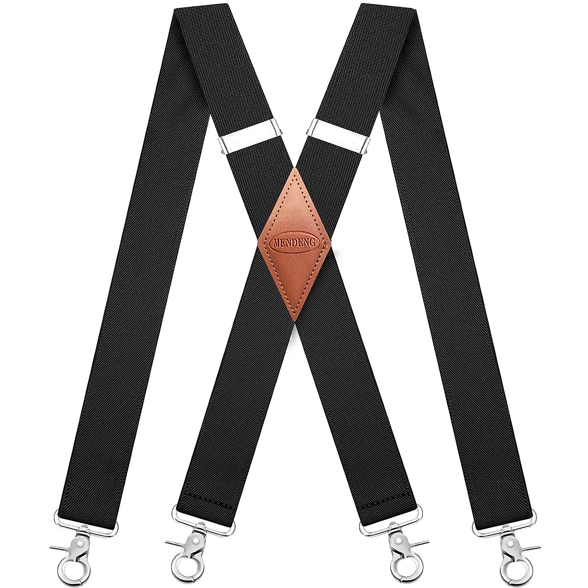 MENDENG Black Suspenders for Men with 4 Snap Hooks Adjustable Braces Groomsmen