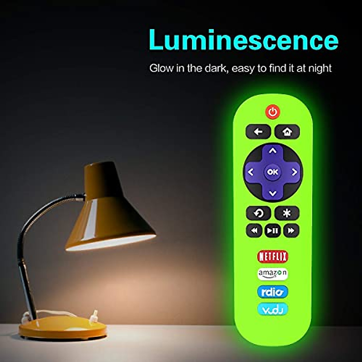 2 Pack Silicone Case for TCL Roku TV RC280 Remote, Protective Universal Replacement Lightweight Shockproof TCL Roku TV Remote Cover with Lanyard (Blue+ Glowing Green)