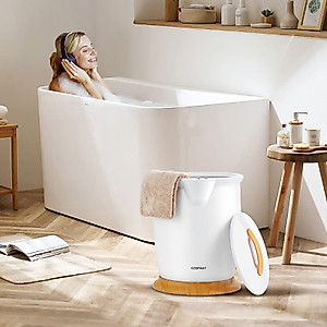 COSTWAY Bucket Style Towel Warmer, Large Towel Warmer with Fragrance Holder, Fits up to Two 40” x 70” Oversized Towels, Bathrobes, Blankets, Auto Shut Off, Luxury Towel Warmer for Bathroom, Spa