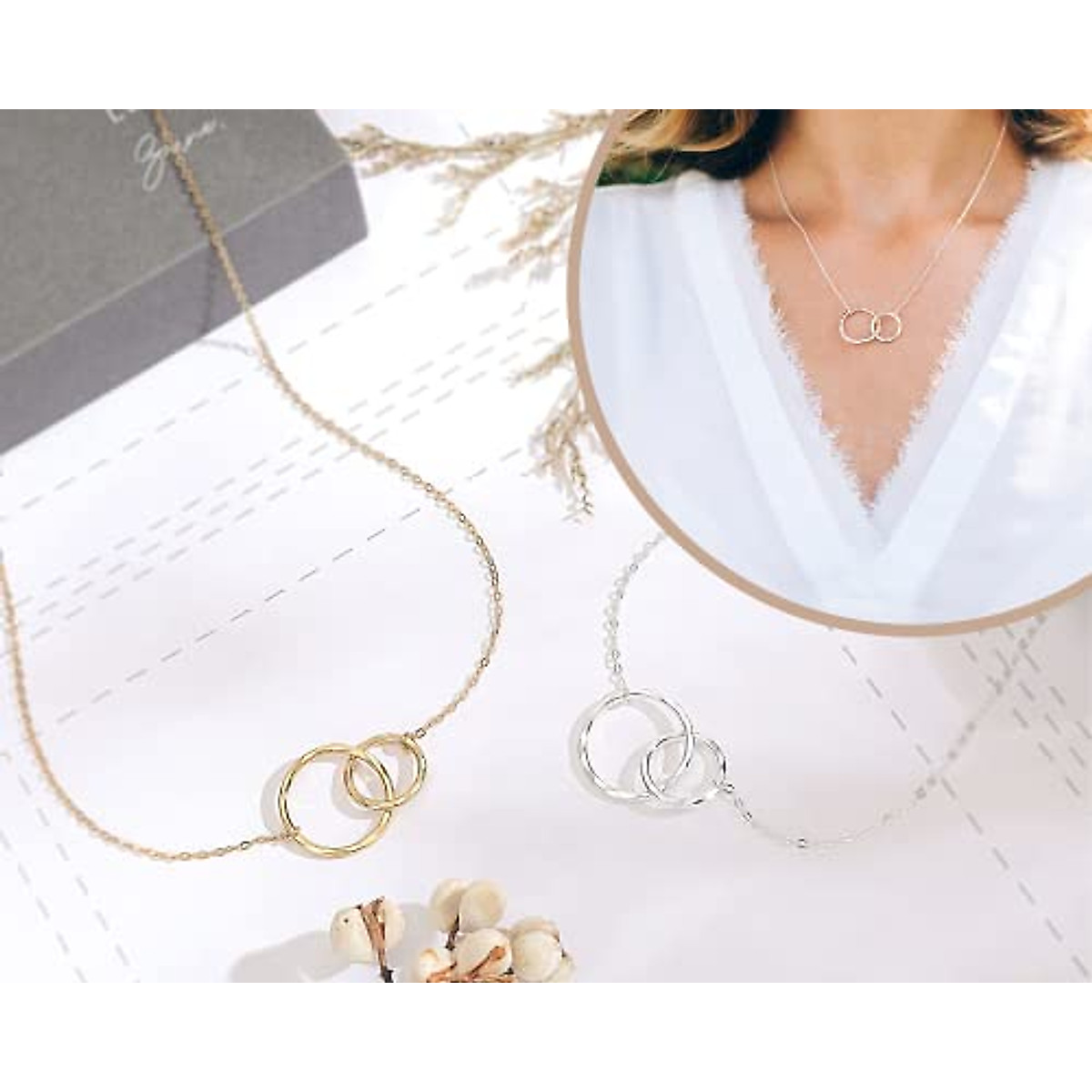 Bonus Sister Necklace for Women Sentimental Jewelry for Friend on Birthday Christmas Wedding Celebration Present Soul Sisters Bestie BFF Best Unique Meaningful Ideas Long Distance Gift Box Gold/Silver