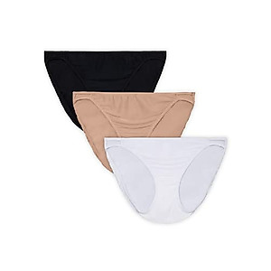 Vanity Fair Womens Comfort Stretch String Bikini 3-Pack, L, White/Beige/Black