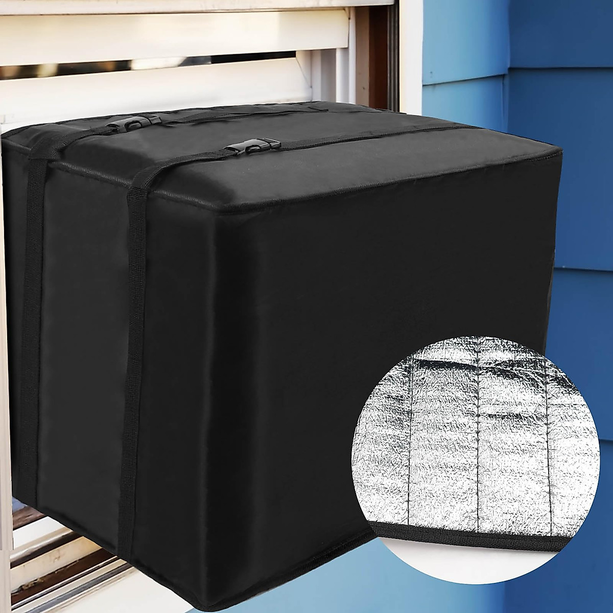 Window Air Conditioner Insulation Cover for Outside,3 Layers Dust-Proof Window Ac Unit Covers Outdoor Winter Insulated Protection Cover, 21 "L x 15 "H x 16" D