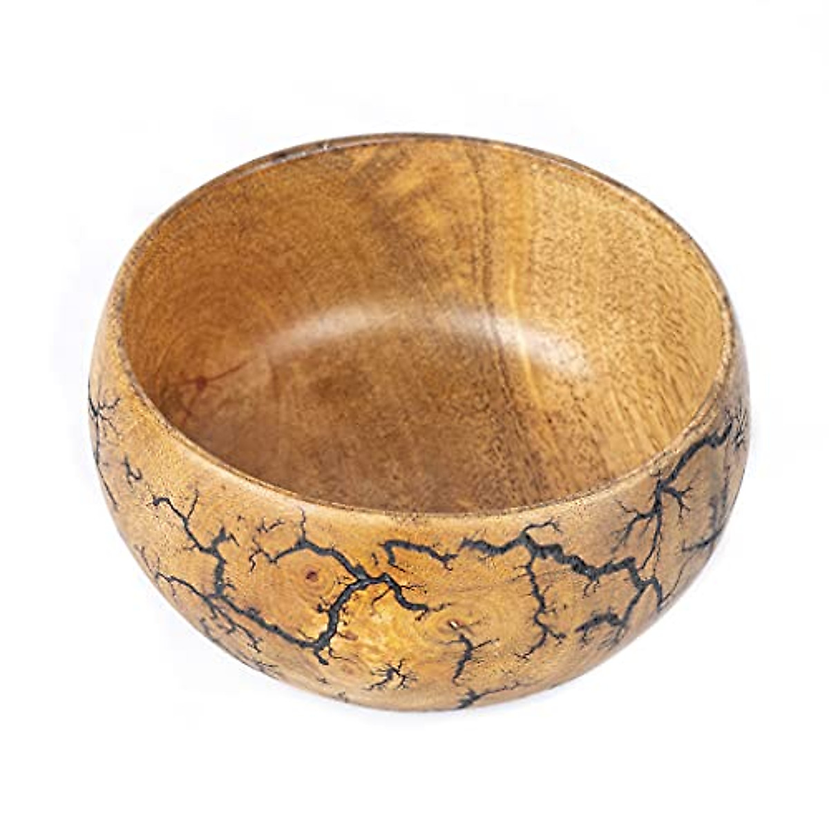 GoCraft Fractal Burn Wood Bowl, Decorative Bowl Small, 6" Diameter x 3" Height, Single Bowl