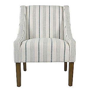 HomePop Modern Swoop Arm Accent Chair, Blue Stripes