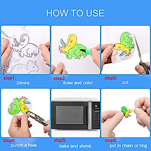 Natonhi Heat Shrink Plastic Sheets Kit 145Pcs Shrink Art Kit Including 20pcs Shrinky Paper Sheets 6pcs Traceable Picture Keychains Accessories- Perfect for Shrink Dink Sheets Crafts Making