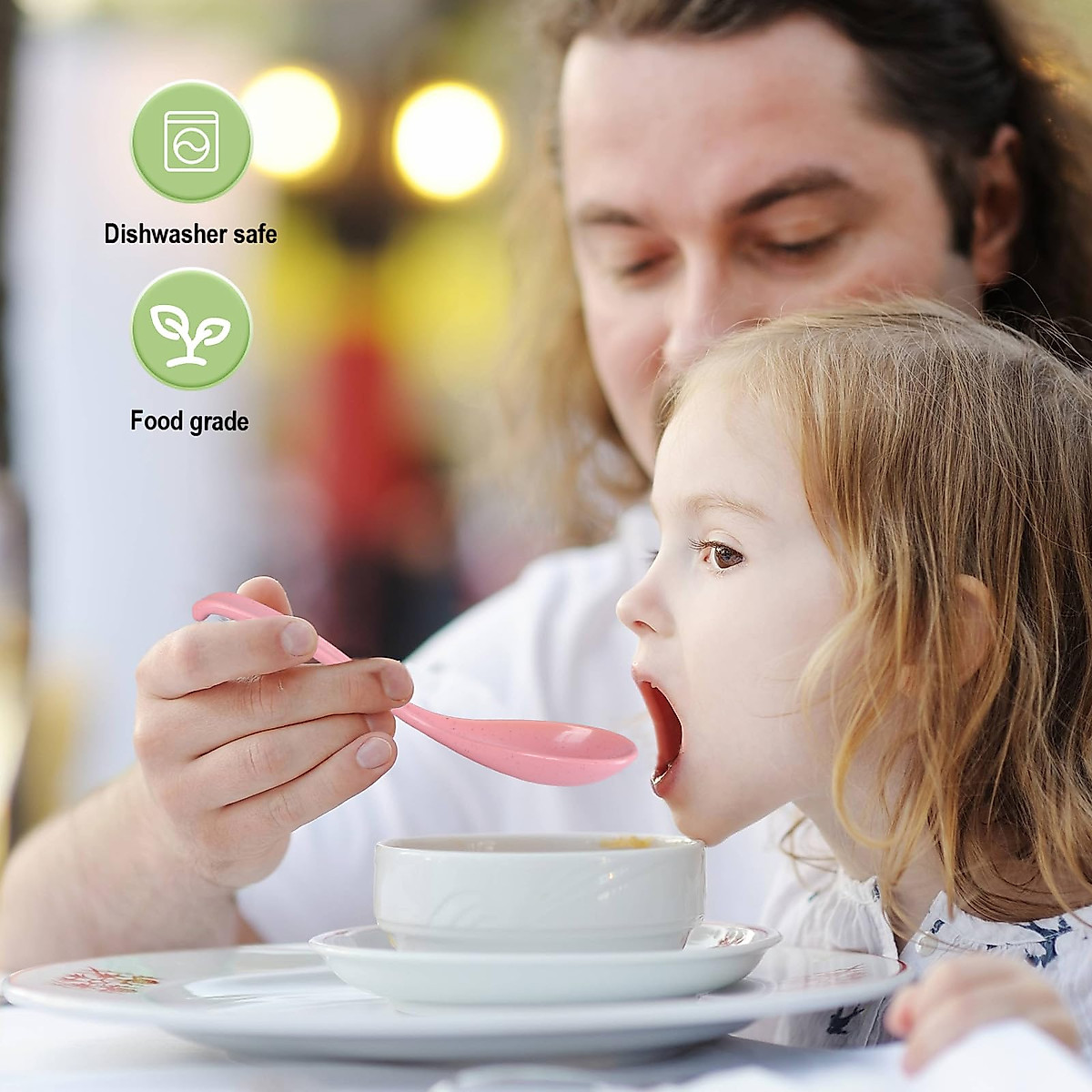 HMDZMR Soup Spoons Wheat Straw Chinese Soup Spoons Ramen Spoons, Long Asian Soup Spoon, Plastic Dinner Spoons for Noodle Dumpling Wonton Cereal (6PCS)