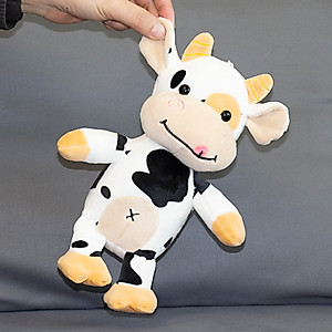 BSTSELER Cow Cattle Stuffed Animals Plush Toy 12" Large Milk Pillow Soft Cattle Plushies Cow Hug Pillow Stuffed Animals Doll for Boys and Girls (A: No Clothes)