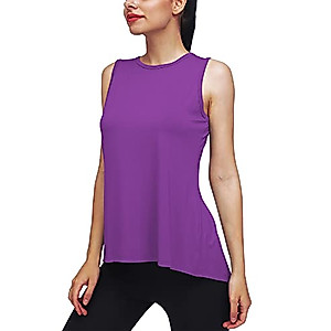 Mippo Womens Workout Tops Yoga Running Tank Tops Tennis Exercise Tops for Women Muslce Tank Sleeveless Summer Workout Shirts Running Tops Clothes for Women Vioket M Violet