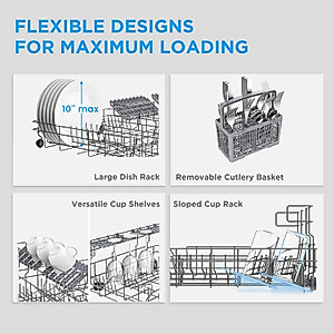 Midea MDC22P1ABB Table-top Countertop, Energy Star Portable Dishwasher, 6 Place Settings & 8 Washing Programs, Speed, Baby-Care, ECO& Glass, Dish Washer for Dorm, RV& Apartment, Black