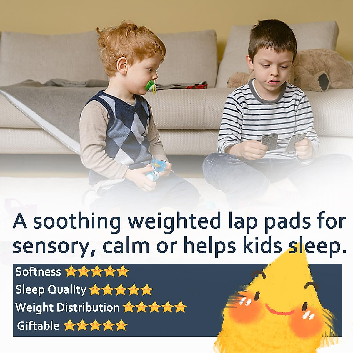 MAXTID Weighted Lap Pad for Kids 5 Pound Travel Size Mini Weighted Lap Blanket Blue Dinosaur 16"x22" for Kids Boys Sensory Gifts
