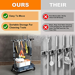 JGLDG Freestanding Mobile Cleaning Tool Storage Rack, Mop and Broom Holder (M2)