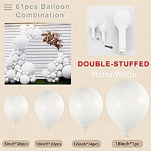White Balloons - Double Stuffed Balloon 18inch 12inch 10inch 5inch 61pcs White Balloons Garland for Wedding Baby Shower Gender Reveal Birthday Decorations…