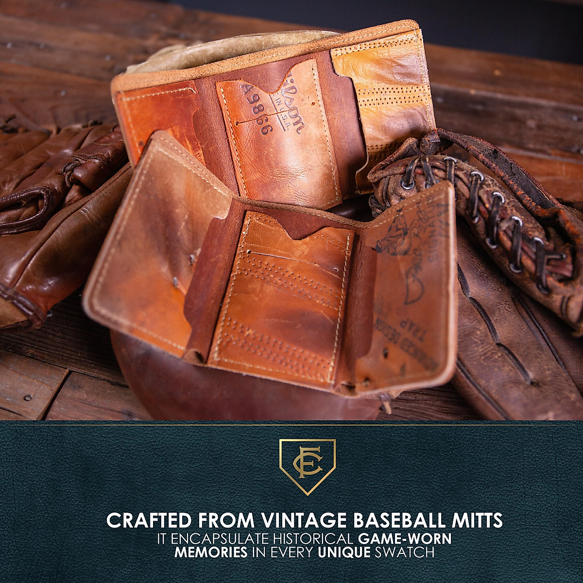 FIELDERS CHOICE GOODS Leather Trifold Wallet - Handcrafted from Vintage Baseball Gloves by FC Goods