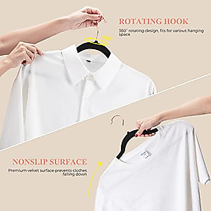 HOUSE DAY Black Velvet Skirt Hangers 24 Pack and Balck Velvet Hangers 50 Pack, Non Slip Hangers Set