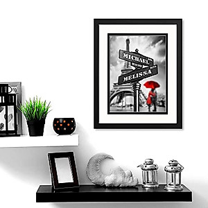 Lovers path-crossing sign - Personalized artwork with Couple's Names. Gift for wedding Anniversary, housewarming, Valentine's Day. Paris wall art.