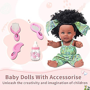 TUSALMO 12 inch Lifelike Silicone Vinyl Newborn Baby Dolls, African American Baby Black Dolls, give for Kids and Girl Holiday Birthday Gift, African Black Dolls, Reborn Doll