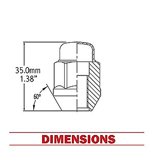 Wheel Accessories Parts Set of 24 Aftermarket Chrome Hex Lug Nuts Closed End Bulge Acorn Lug Nut Style 1. Cone Seat 19mm 3/4 Hex M14 x 1.50 2007-23 GMC Acadia 2009-22 Chevy Traverse