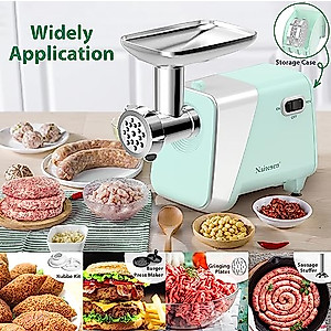 Naitesen 2800W Meat Grinder Electric Sausage Maker Food Grinder Machine with Burger Press Maker 3 Grinding Plates Stainless Steel Sausage Stuffer Tube for Kitchen Home Use