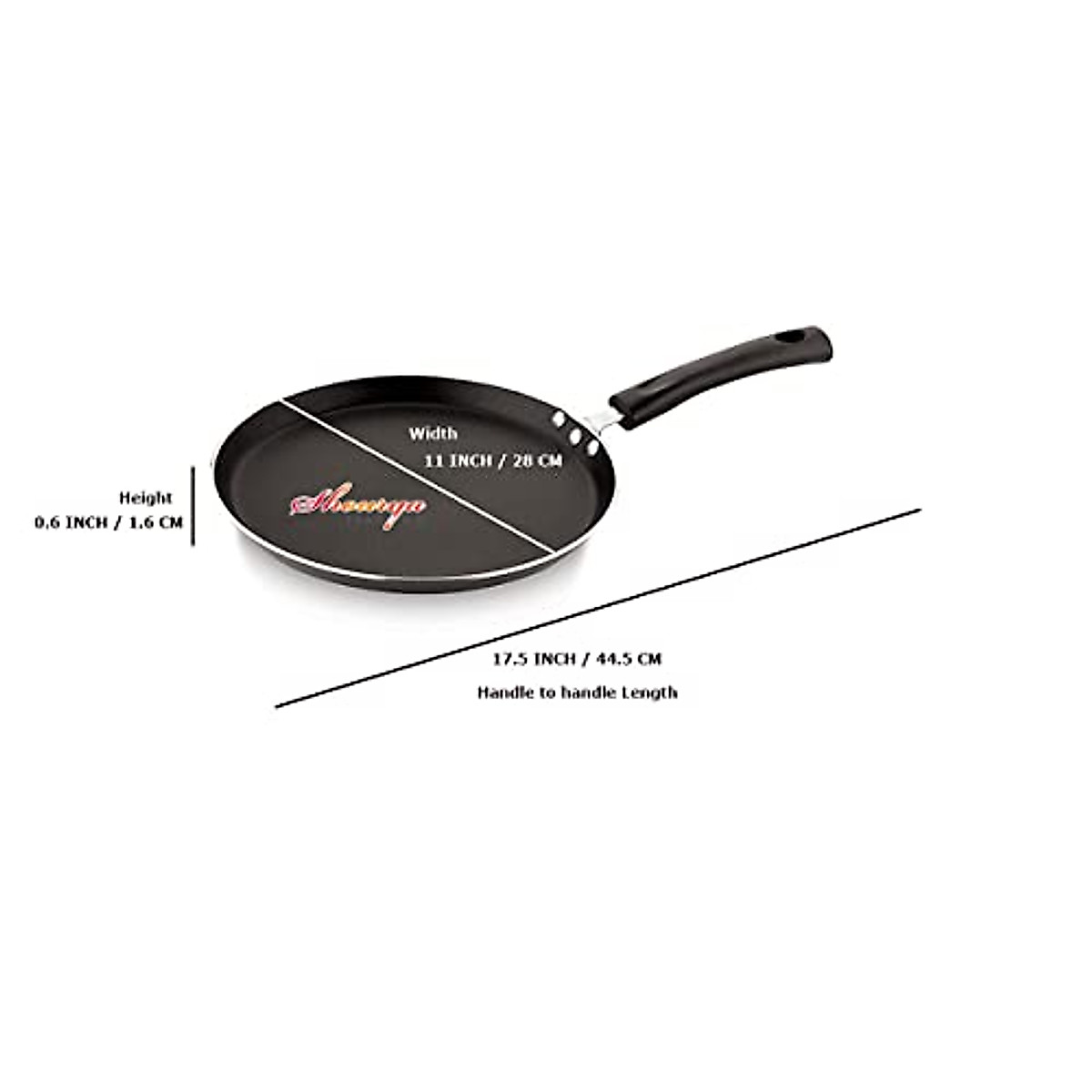 Shourya Trading Non Stick Dosa Pan or Roti Tawa,Big Dosa Pan Size-285 mm,Thickness 2.6mm,Non Stick Dosa Tawa,Round Griddle,Cookware pan- Color -Black