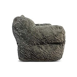 Heritage Kids Faux Fur Grey Bean Bag Sofa Chair with Top Handle, Ages 2+, Large, Grey