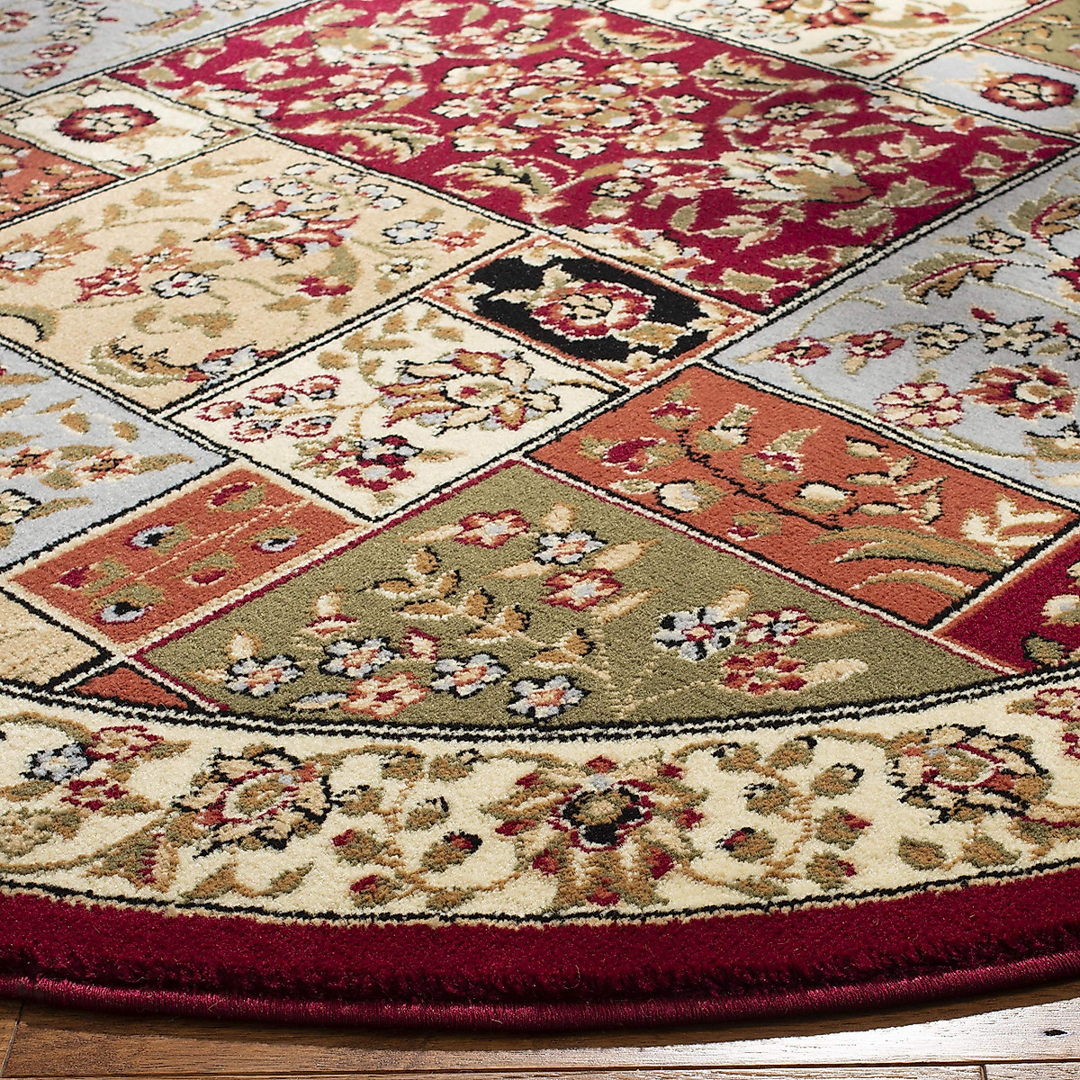 SAFAVIEH Lyndhurst Collection Area Rug - 8' Round, Multi & Ivory, Traditional Oriental Design, Non-Shedding & Easy Care, Ideal for High Traffic Areas in Living Room, Bedroom (LNH318A)