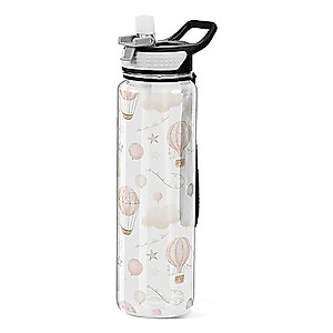 Burbuja Hot Air Balloon Clouds 32 oz Water Bottle with Straw Lid, Leakproof & BPA Free Tritan Bottle for Gym Fitness Outdoor Sports