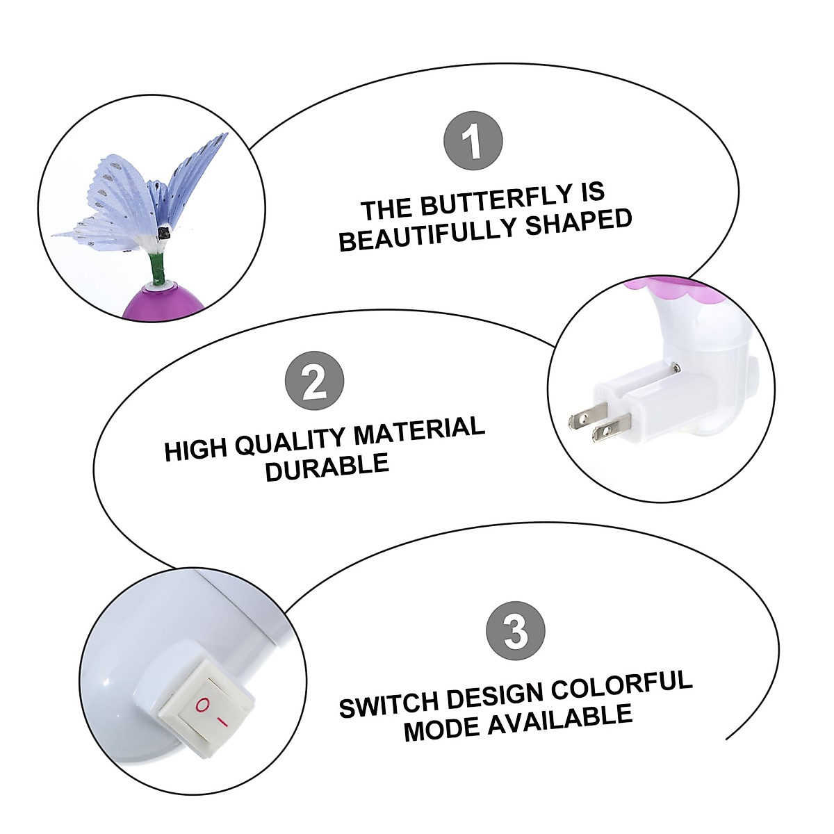 Hemobllo Butterflies Visual Lamp 7 LED Lamp 3D Night Light Lamp LED Lamp for Bedroom