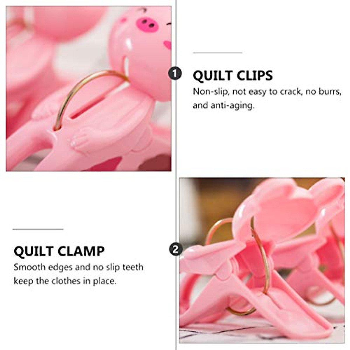 Cabilock Beach Chair Clips 4pcs Quilt Clothes Clips Windproof Blanket Clamp Towel Clips Pig Shaped Style Large Size Clothing Peg Clamp Heavy Duty Beach Towel Clips Utility Clothespins Towel Pegs