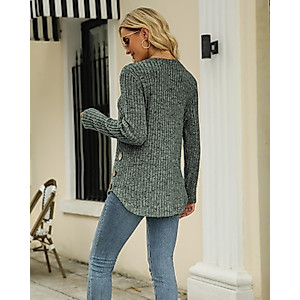 Womens Sweaters Fall 2023 Long Sleeve Shirts Ladies Tops Casual Sweatshirts Greygreen Large
