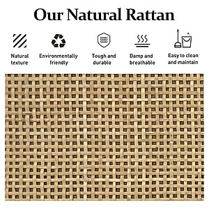 RoyalCraft Nightstand Set of 2, Accent Bedside Table with 2 Rattan Decor Drawers and Large Storage Shelf, Boho Wood End Table Organizer for Bedroom, Living Room, Coffee