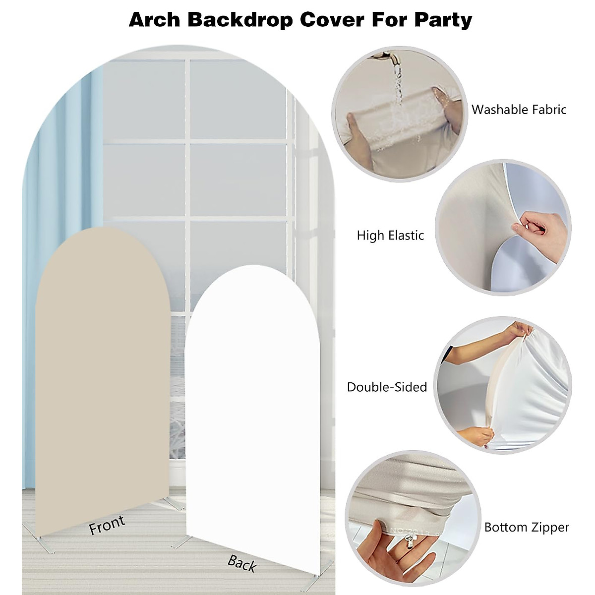 Iydamc Pastel Burnt Orange Arch Backdrop Covers Stretchy Arched Stand Cover for Parties Decoration Baby Bridal Shower Birthday Wedding Party Props NO-377-4x7ft