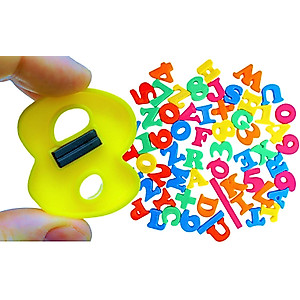 JA-RU ABC Magnetic Letters & Numbers (12 Bags) Colorful Plastic Letters Uppercase & Numbers Refrigerator Magnets for Kids. Educational Learning Toys Preschool Math & Alphabet. Classroom Toys. 1403-12p