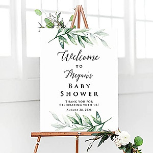 Personalized Greenery Bridal Shower Welcome Sign, Customized Baby Shower Baptism Celebration Welcome Board, Large Custom Poster