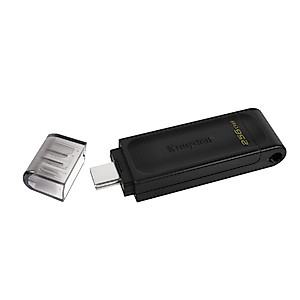 Kingston DataTraveler 70 256GB USB-C Flash Drive | USB 3.2 Gen 1 | DT70/256GB, Black