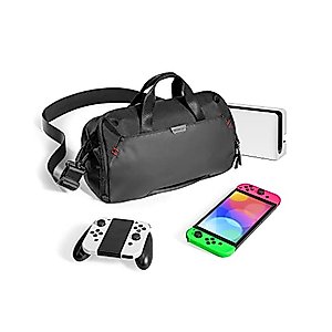tomtoc Carrying Bag for Nintendo Switch OLED & Nintendo Switch, Protective Large Capacity Travel Storage Pouch for Switch Console, Dock, Pro Controller and More Accessories, Black