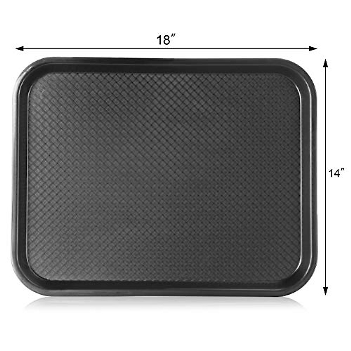 New Star Foodservice 24692 Black Plastic Fast Food Tray, 14 by 18-Inch, Set of 12
