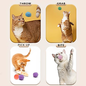 Hggha 81Pcs Cat Ball Launcher Gun,Funny Interactive Cat Toys for Bored Indoor Adult Cats, 80Pcs Plush Cat Toy Balls with 1 Launcher, Cat Fetch Toys, Cute Kitten Kitty Toys for Training,Playing